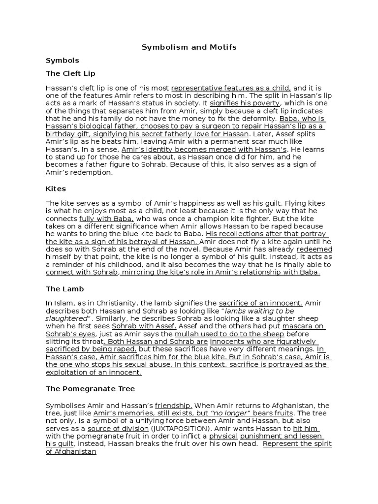 Symbolism and Motifs in The Kite Runner | PDF | General Fiction