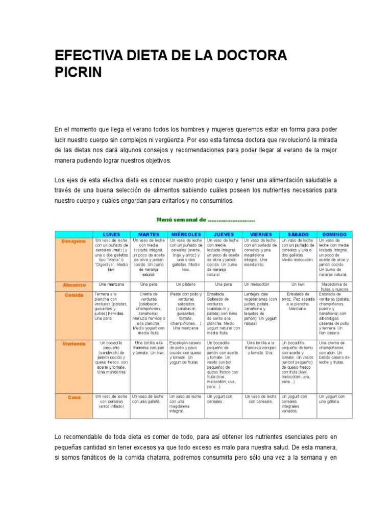Efectiva Dieta de La Doctora Picrin | PDF