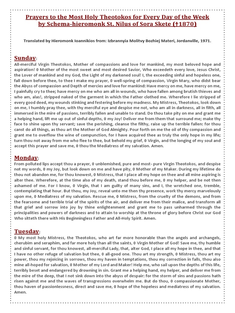 Prayers To The Theotokos | PDF | Mary, Mother Of Jesus | Intercession