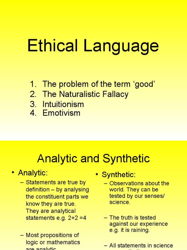 Ethical Language | PDF | Applied Ethics | Philosophical Theories