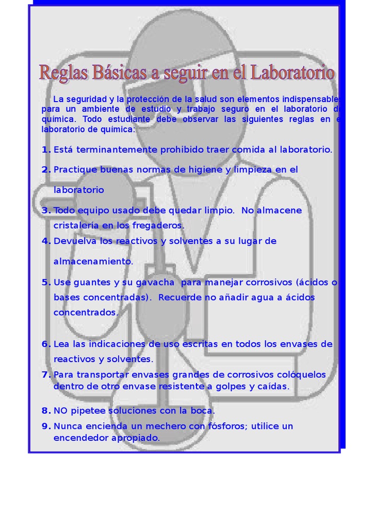 Reglas de Seguridad en Laboratorio Químico | PDF