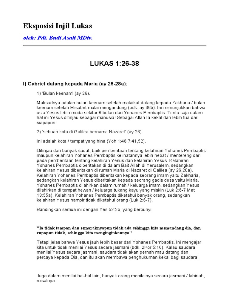 Kelahiran Yesus: Penjelasan Injil Lukas | PDF | Agama & Spiritualitas