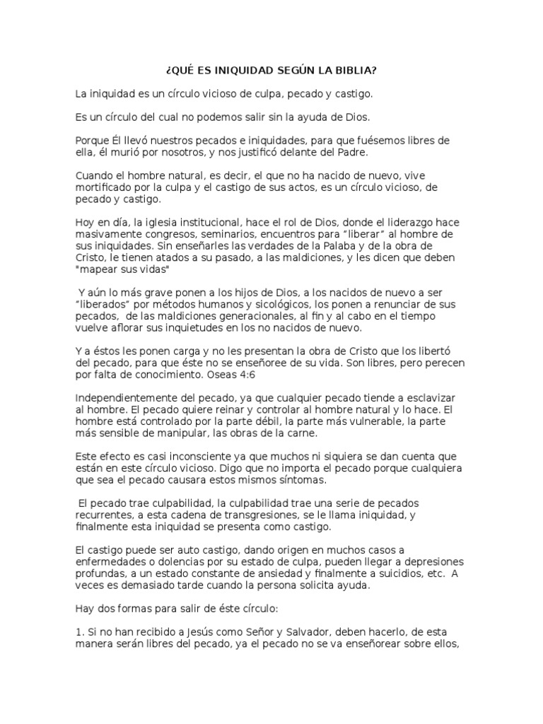Qué Es Iniquidad Según La Biblia | Pecado | Espíritu