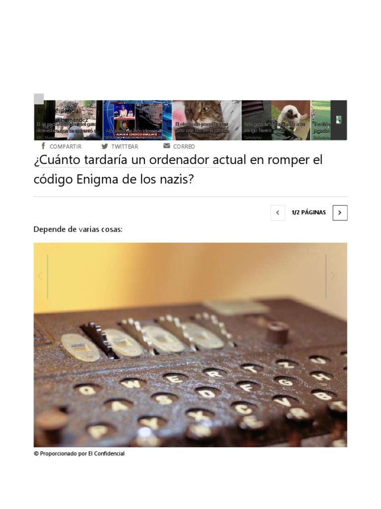 ¿Cuánto Tardaría Un Ordenador Actual en Romper El Código Enigma | PDF | Criptografía | Alan Turing