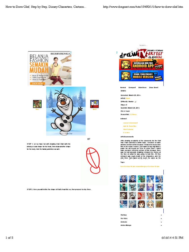 How To Draw Olaf | PDF | Leisure