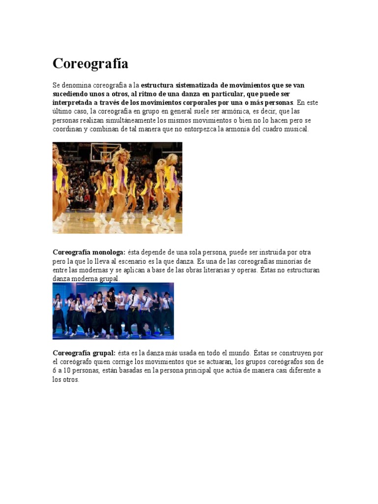 Tipos de Coreografias | PDF | Ballet | Bailes