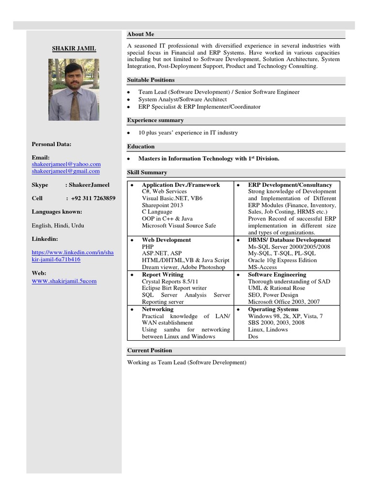 Shakir Jamil Resume PDF | PDF | Debits And Credits | Enterprise Resource Planning