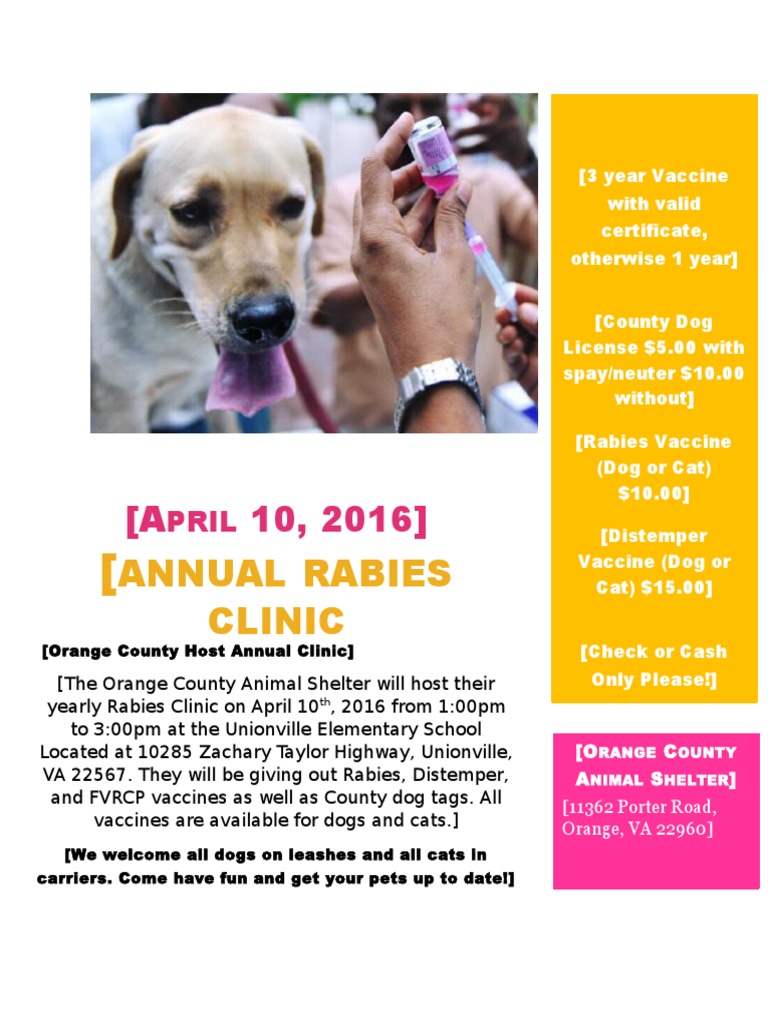 Orange County Rabies Clinic 2016 | PDF