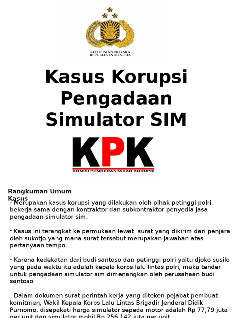 Kasus Korupsi Pengadaan Simulator SIM Di Indonesia | PDF