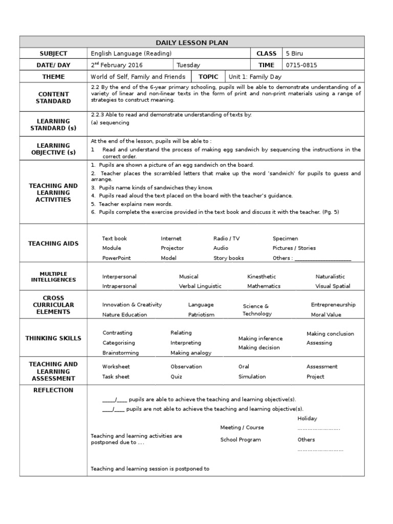 Lesson Plan sk | Lesson Plan | Psychological Concepts