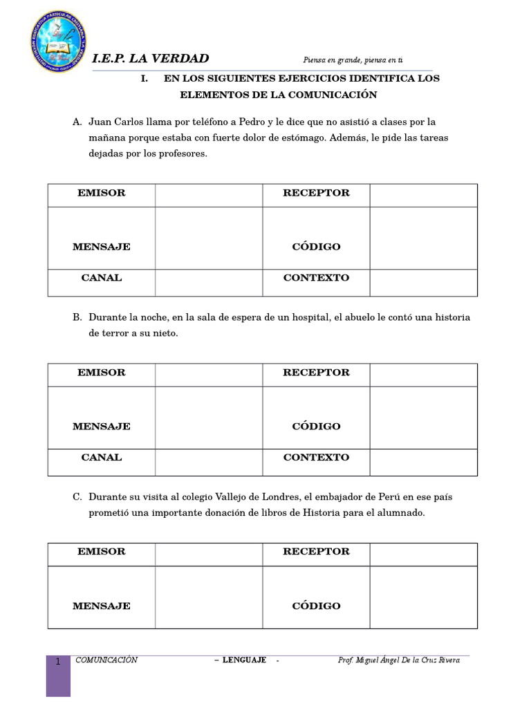 Ejercicios de Elementos de La Comunicación | PDF | Comunicación