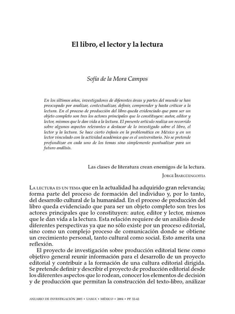 El Libro, El Lector y La Lectura | PDF