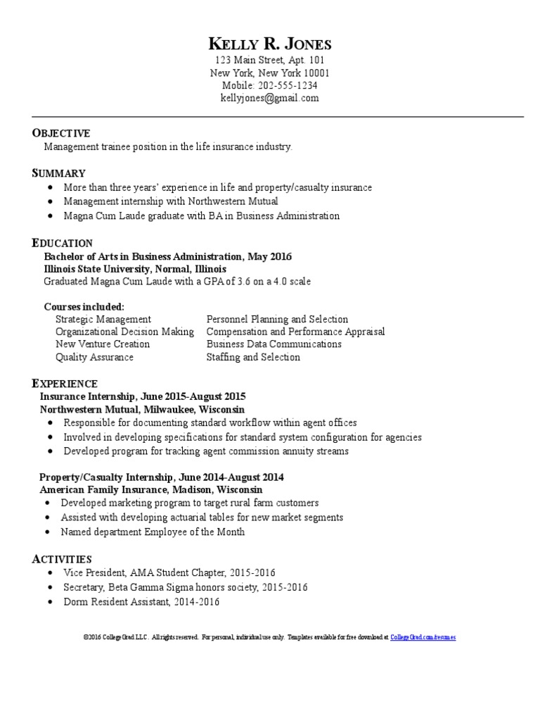 Business Administration Resume Template | PDF | Career & Growth