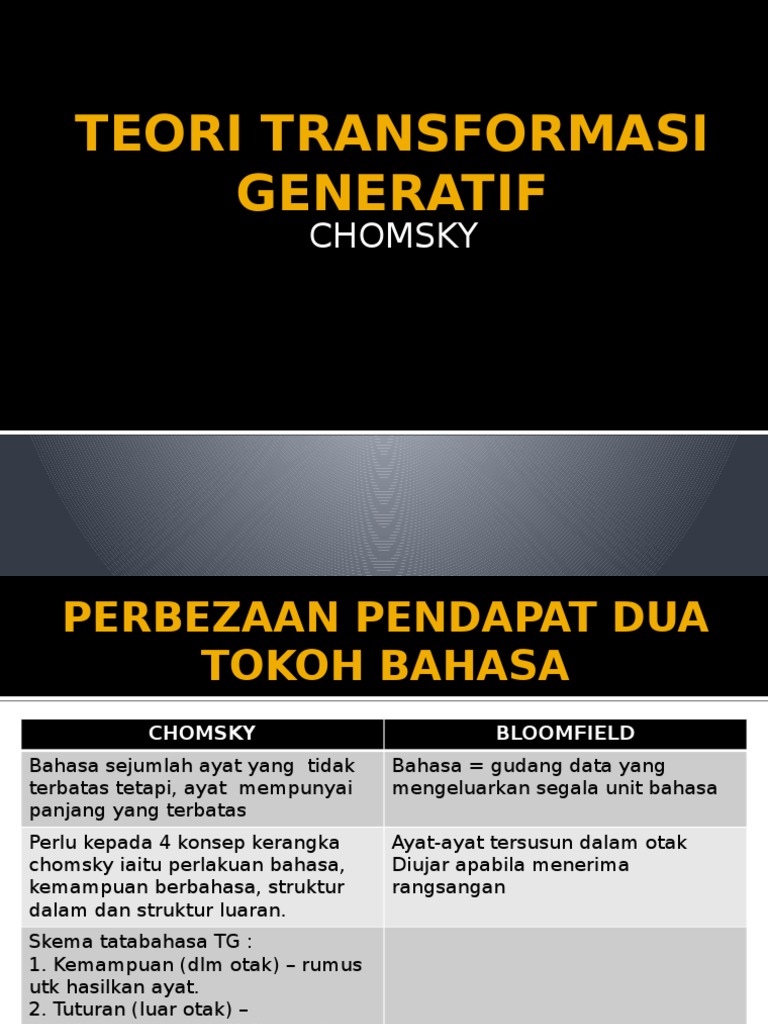 Teori Transformasi Generatif Chomsky | PDF