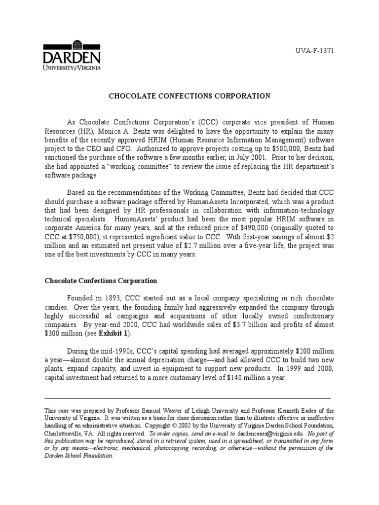 Chocolate Confections Corporation | PDF | Internal Rate Of Return ...