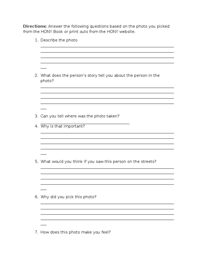 Directions: Answer The Following Questions Based On The Photo You ...