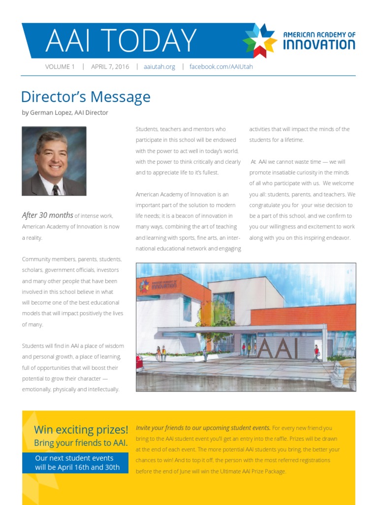 Aai Today: Director's Message | PDF | Experiential Education | Teachers