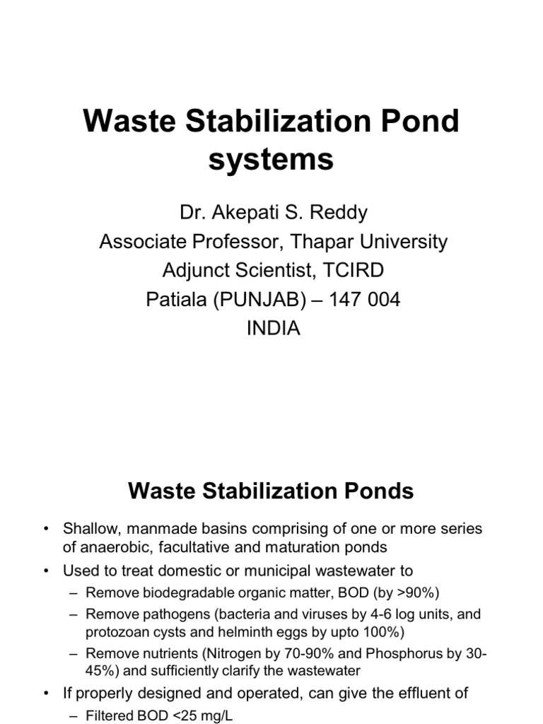 Types of Waste Stabilization Ponds | PDF | Sewage Treatment | Anaerobic ...