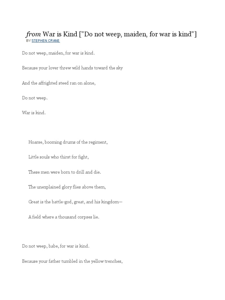 Stephen Crane War Is Kind | PDF | History | Religion & Spirituality