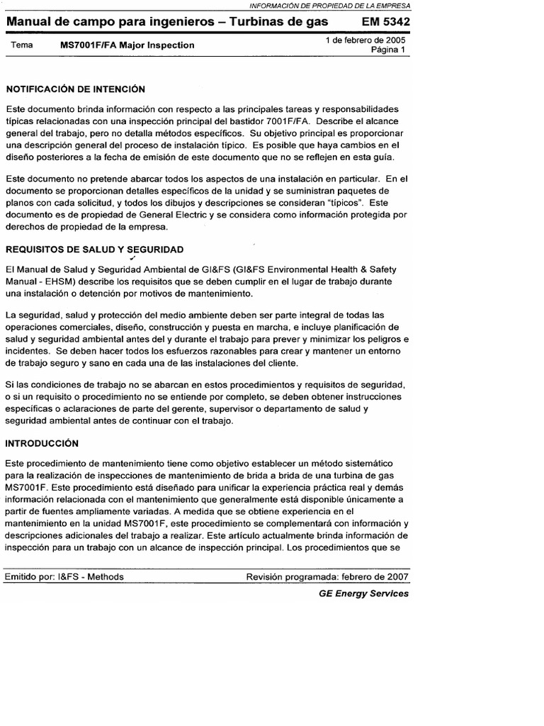 GE - MS7001FA Major Inspection I | PDF
