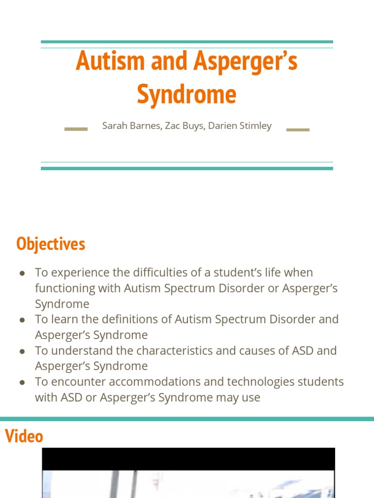 Autism & Asperger's: Definitions & Strategies | PDF | Asperger Syndrome ...