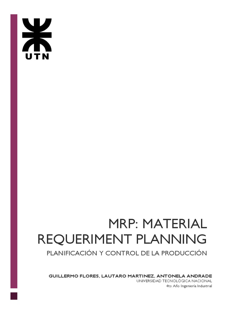 MRP - Plan de Requerimientos de Materiales | PDF | Planificación de recursos empresariales ...
