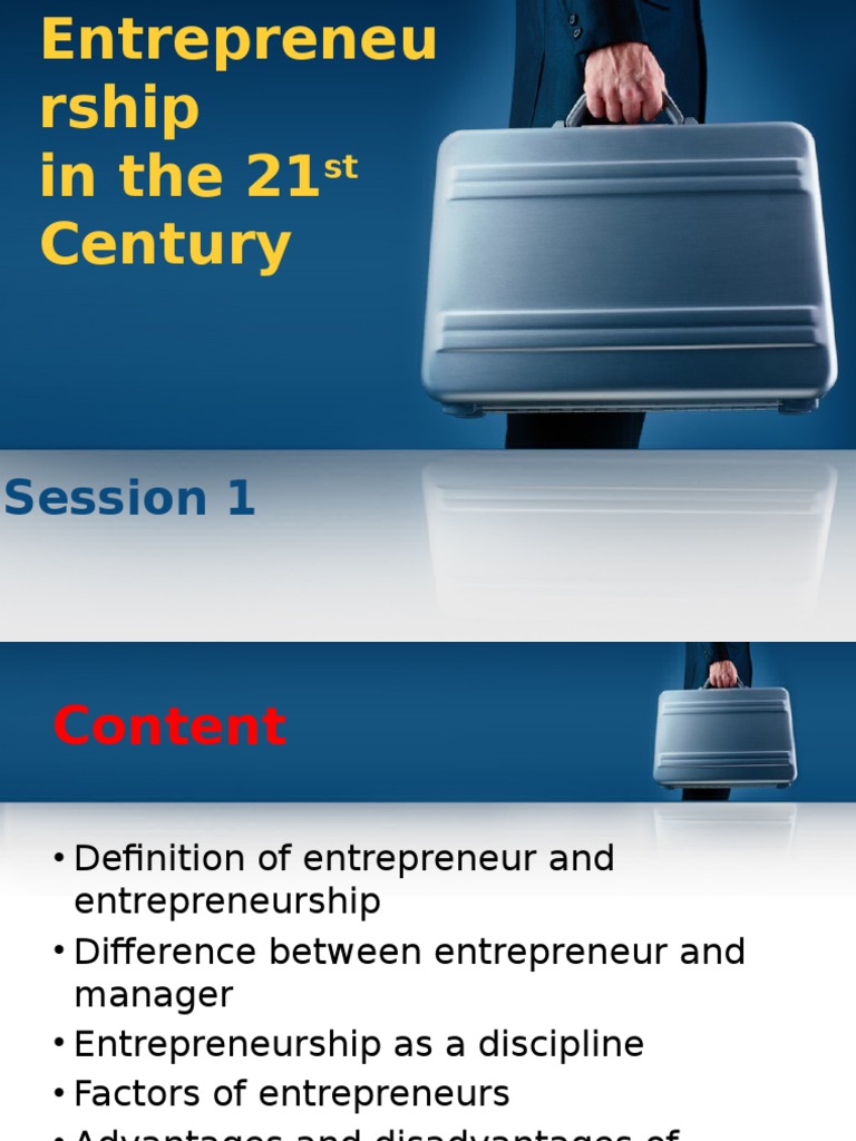Session 1 - Entrepreneurship in the 21st Century | Entrepreneurship ...
