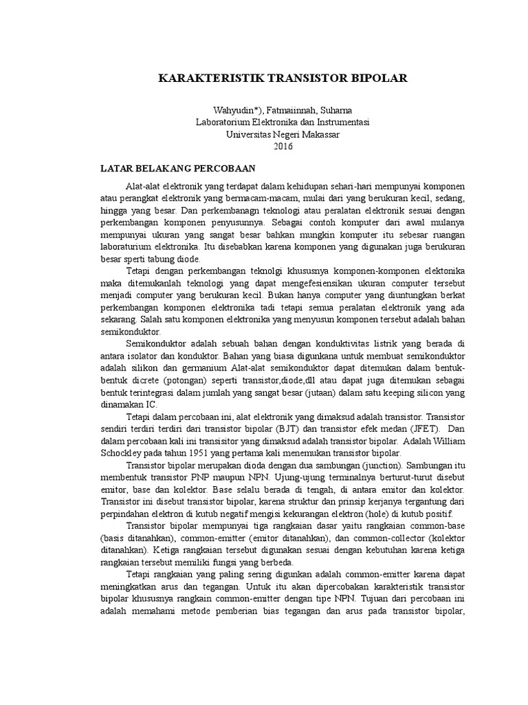 Karakteristik Transistor Bipolar | PDF | Sains & Matematika