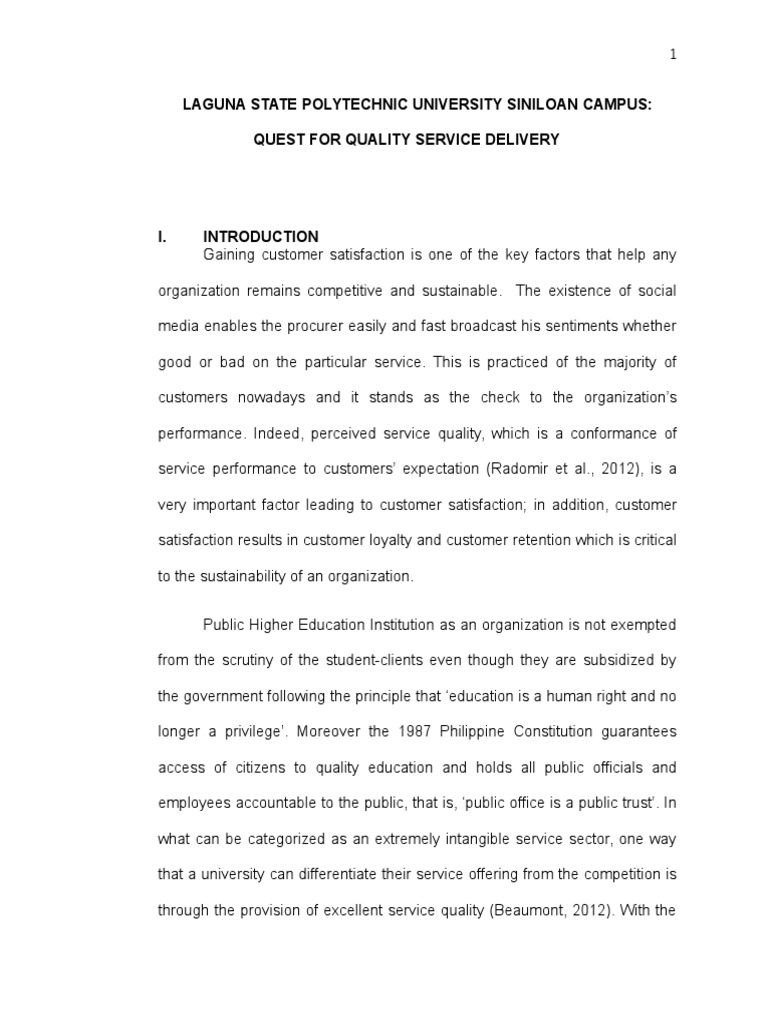 QUALITY SERVICE OF THE OFFICE OF THE REGISTRAR IN LAGUNA STATE ...