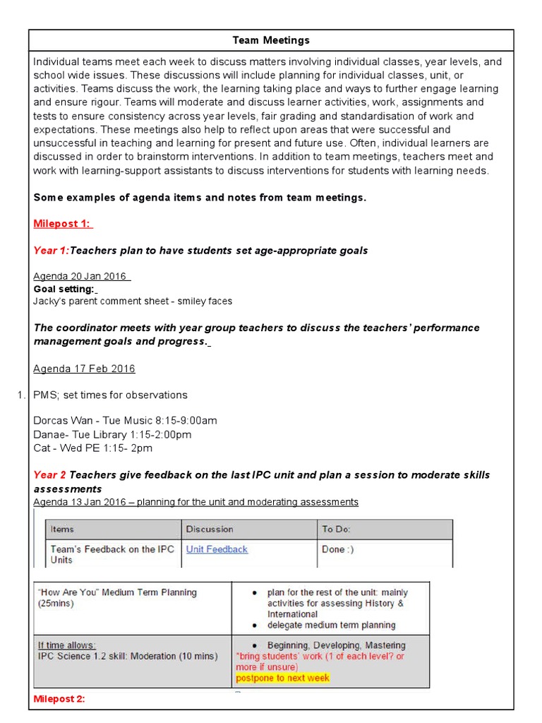 Teachers Team Meeting Minutes | PDF | Educational Assessment | Quality ...