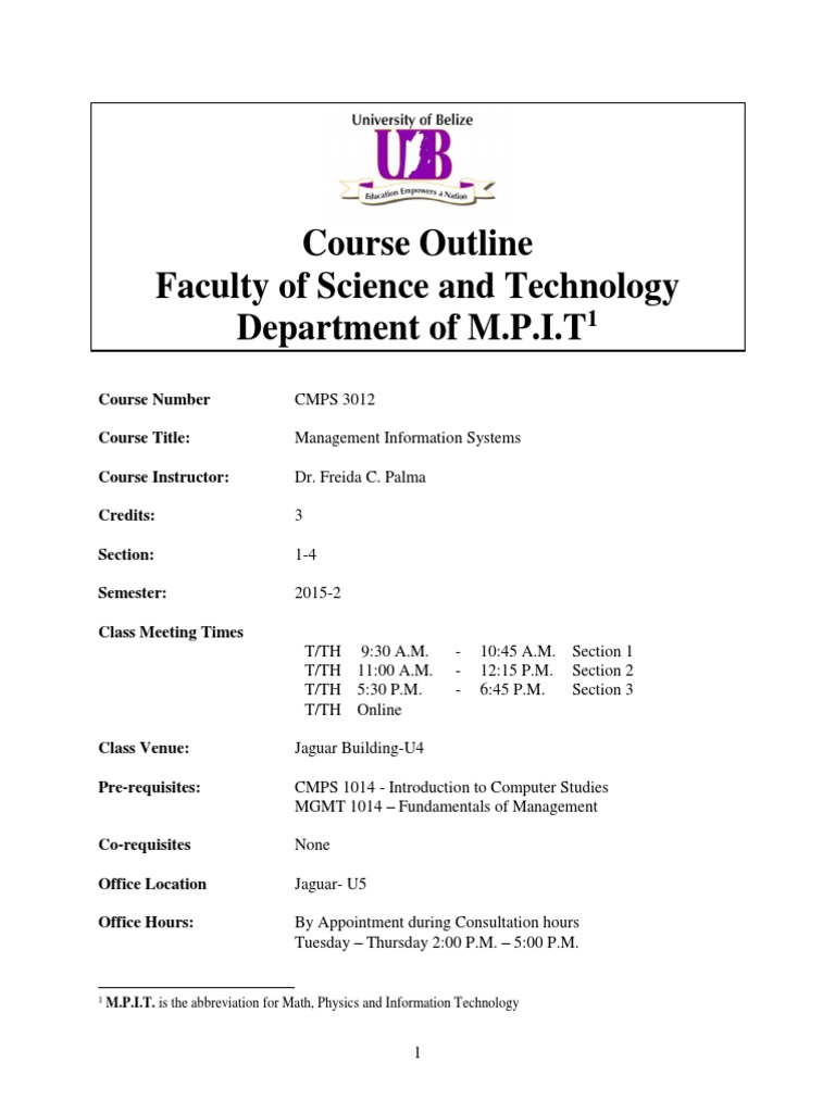 Management Information Systems Course Outline | PDF | Academic ...