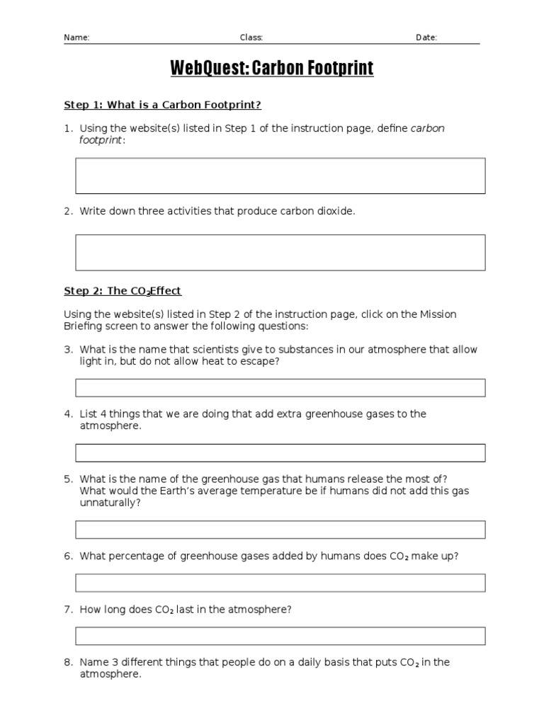 Webquest - Carbon Footprint | PDF | Greenhouse Gas | Carbon Footprint