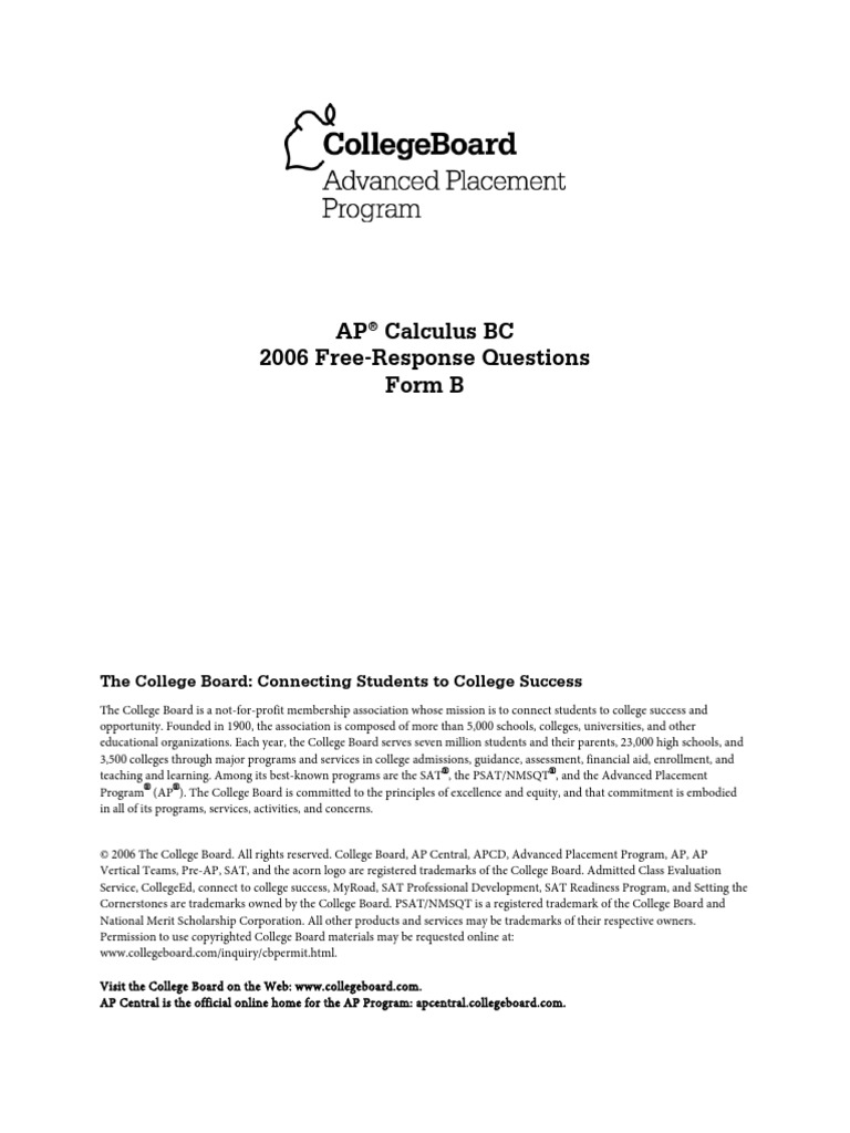 Ap06 FRQ Calculus BC 51710 | PDF | Advanced Placement | Series ...