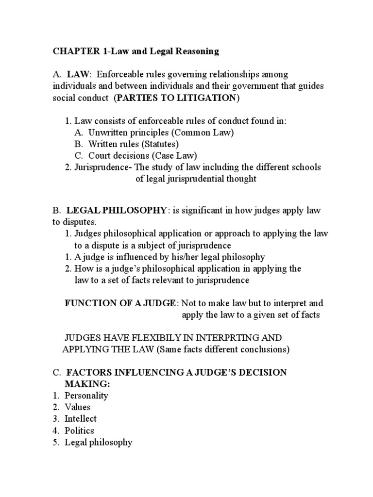 Chapter 1-Law and Legal Reasoning | PDF | Jurisprudence | Precedent