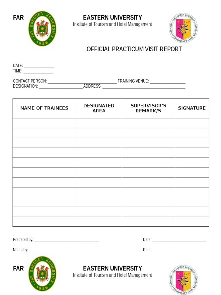 Practicum Visit Report Template | PDF | Career & Growth