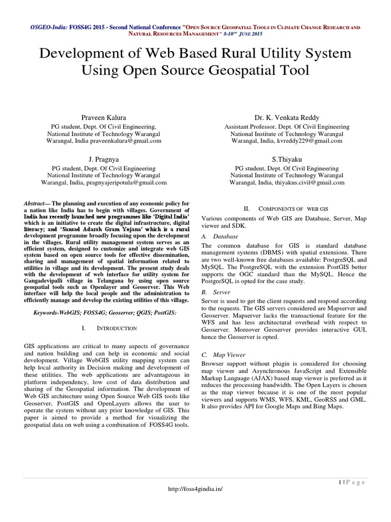 Development of Web Based Rural Utility System Using Open Source ...