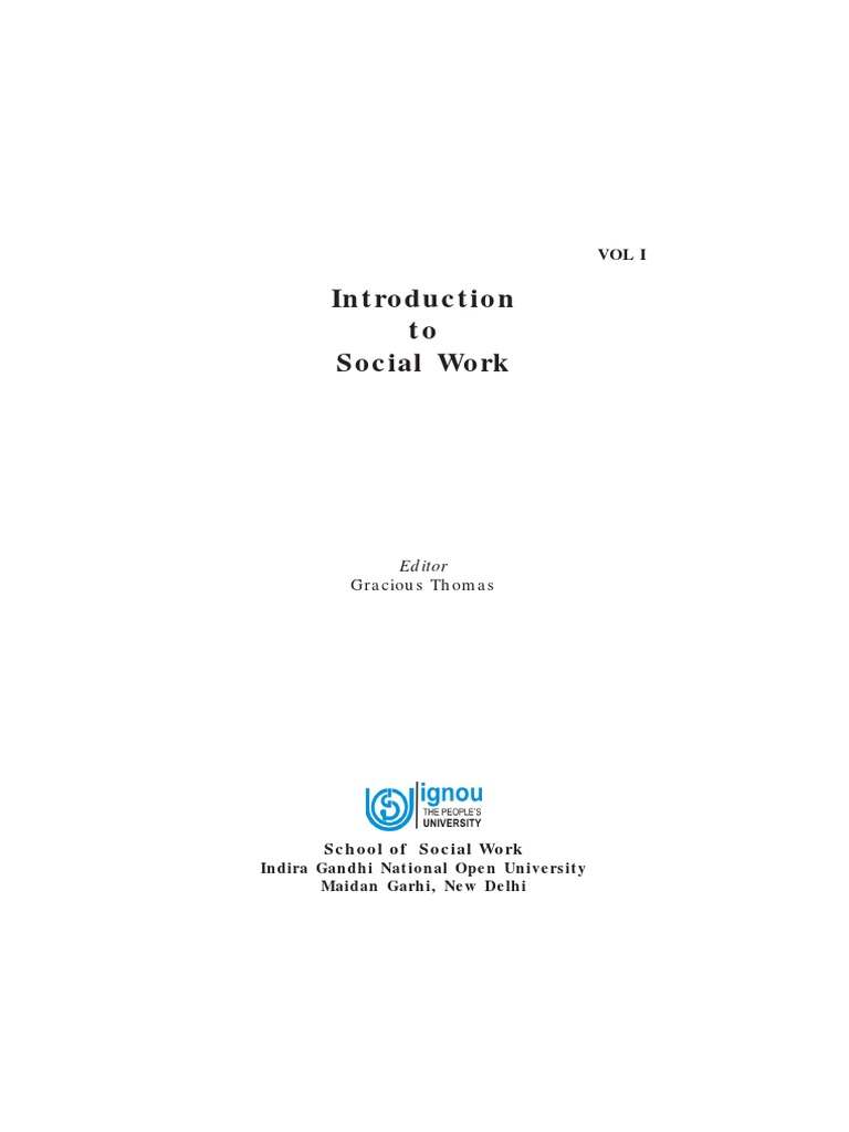 BSWE 001 Volume I Introduction To Social Work | PDF | Social Work | Non ...