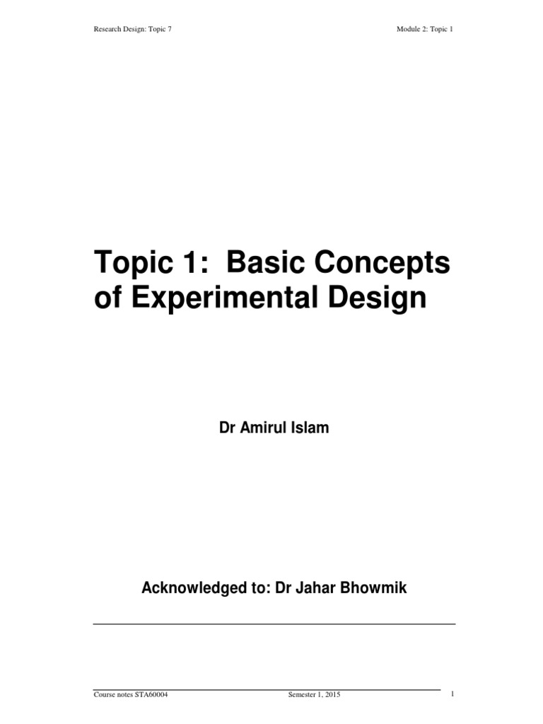 Research Design Notes Weeks 7-12 | PDF | Design Of Experiments | Experiment
