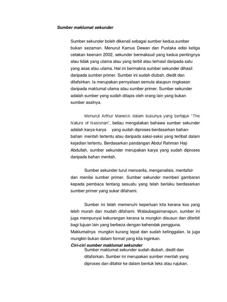 Sumber Maklumat Sekunder | PDF