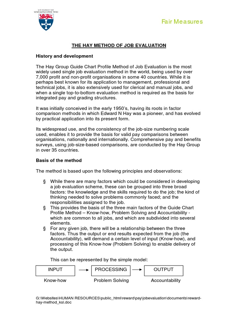 Job Evaluation Hay Method | PDF | Evaluation | Psychology