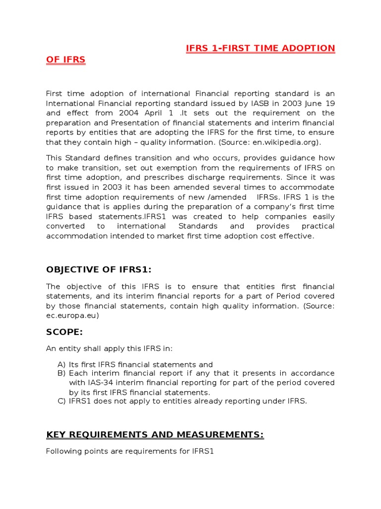 IFRS Adoption Guide for Companies | PDF | International Financial ...