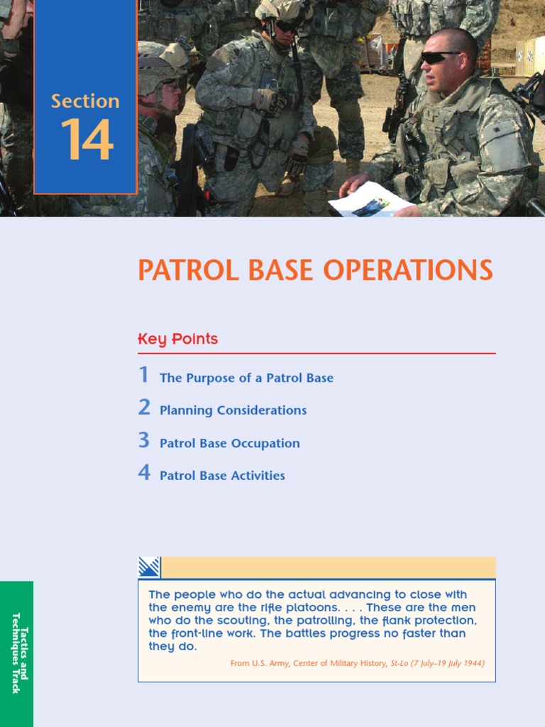 MSL 202 L05a Patrol Base Operations | PDF | Platoon | Reconnaissance