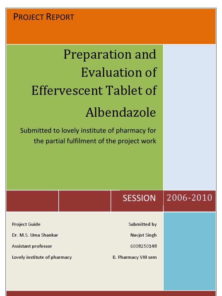 Pharmacy Student Project Report | PDF | Tablet (Pharmacy) | Bioavailability