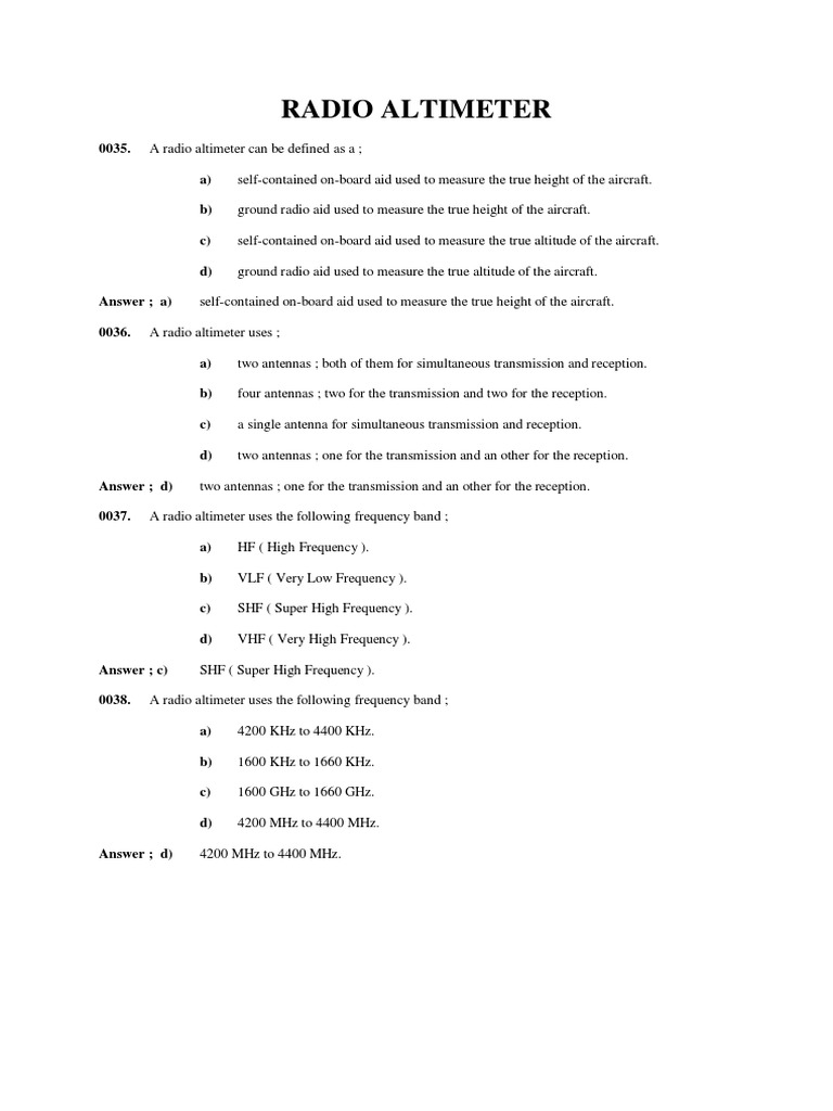 Radio Altimeter | PDF | Radio | Altimeter