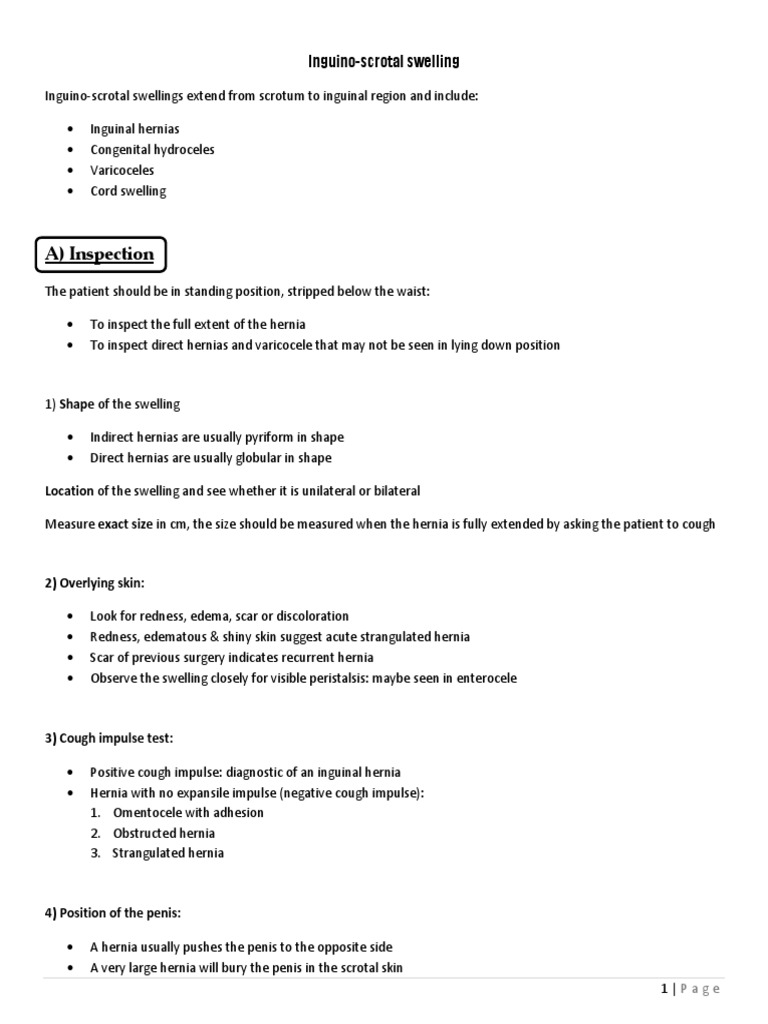 Inguino Scrotal Swelling | Clinical Medicine | Medical Specialties