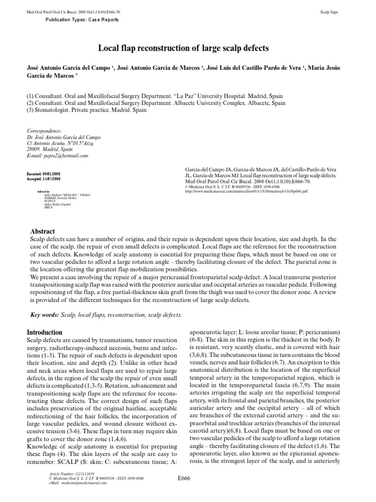 Local Flap Reconstruction of Large Scalp Defects | Download Free PDF ...