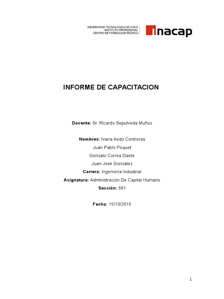 Informe de Capacitacion | PDF | Recursos humanos | Evaluación