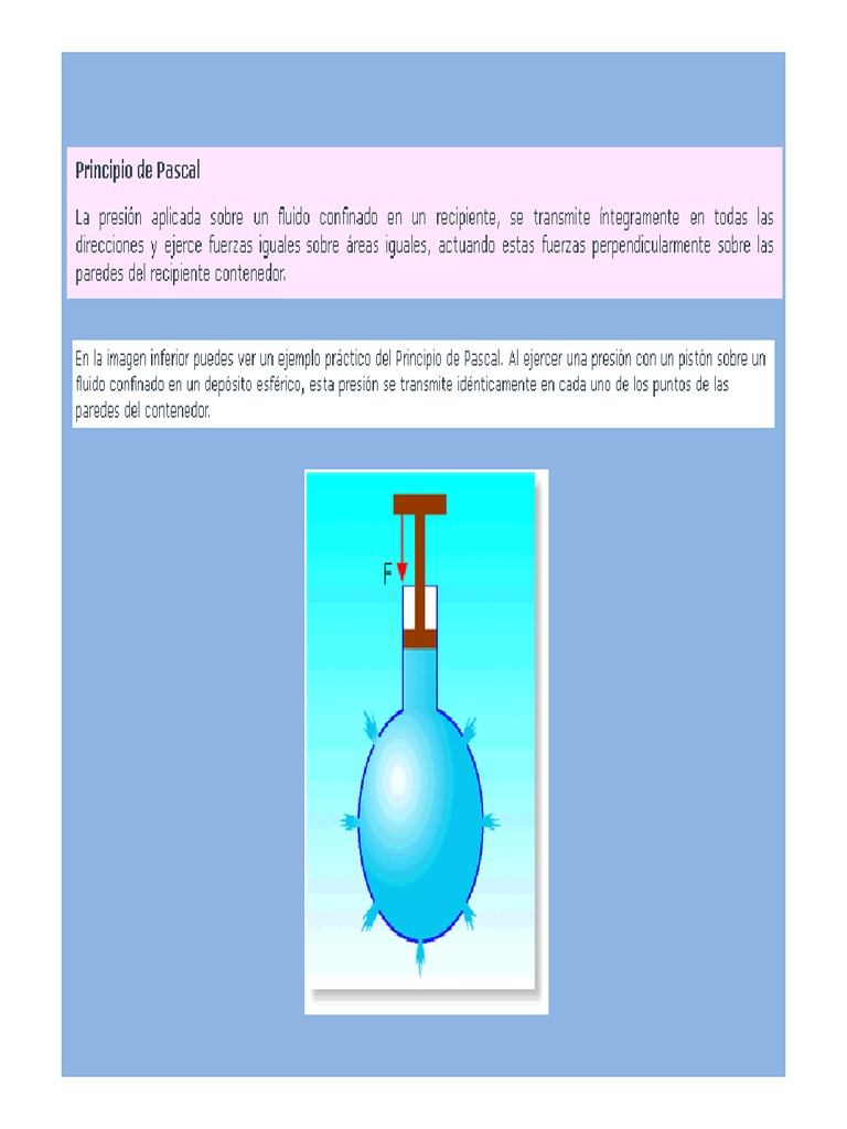 08 Principio de Pascal - Alumnos | Descargar gratis PDF | Presión | Fuerza