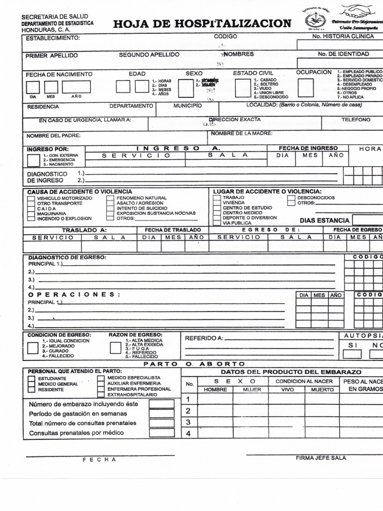 Hoja de Hospitalizacion | PDF