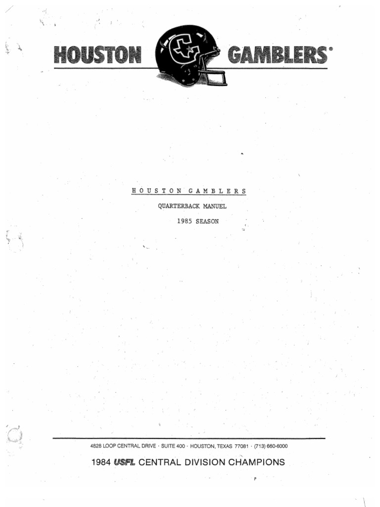 1985 Houston Gamblers QB Manual | PDF